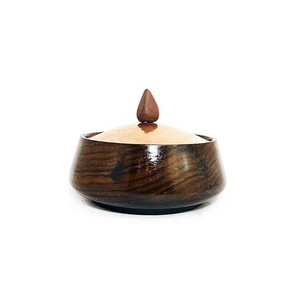 Handmade Wood Container with Copper lid - Spirit of INDIA
